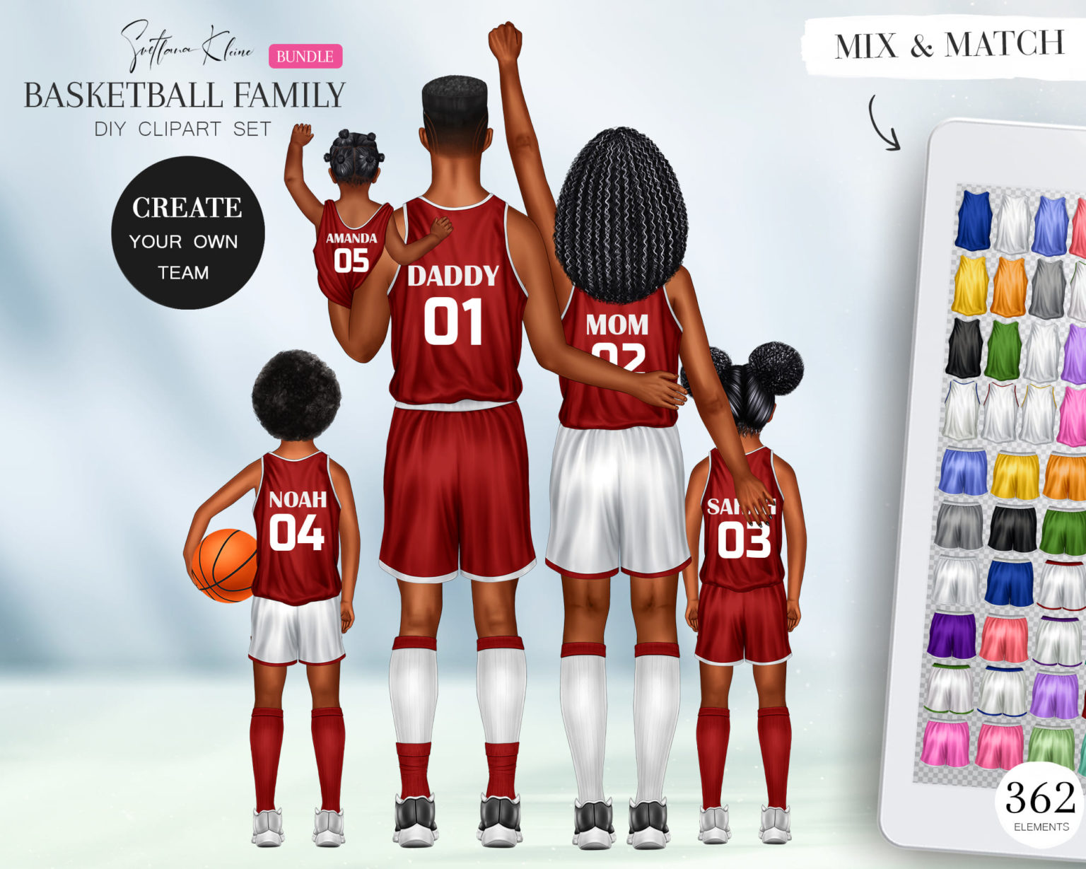 Basketball Family Clip Art, Sport Team - Svetlana Kleine