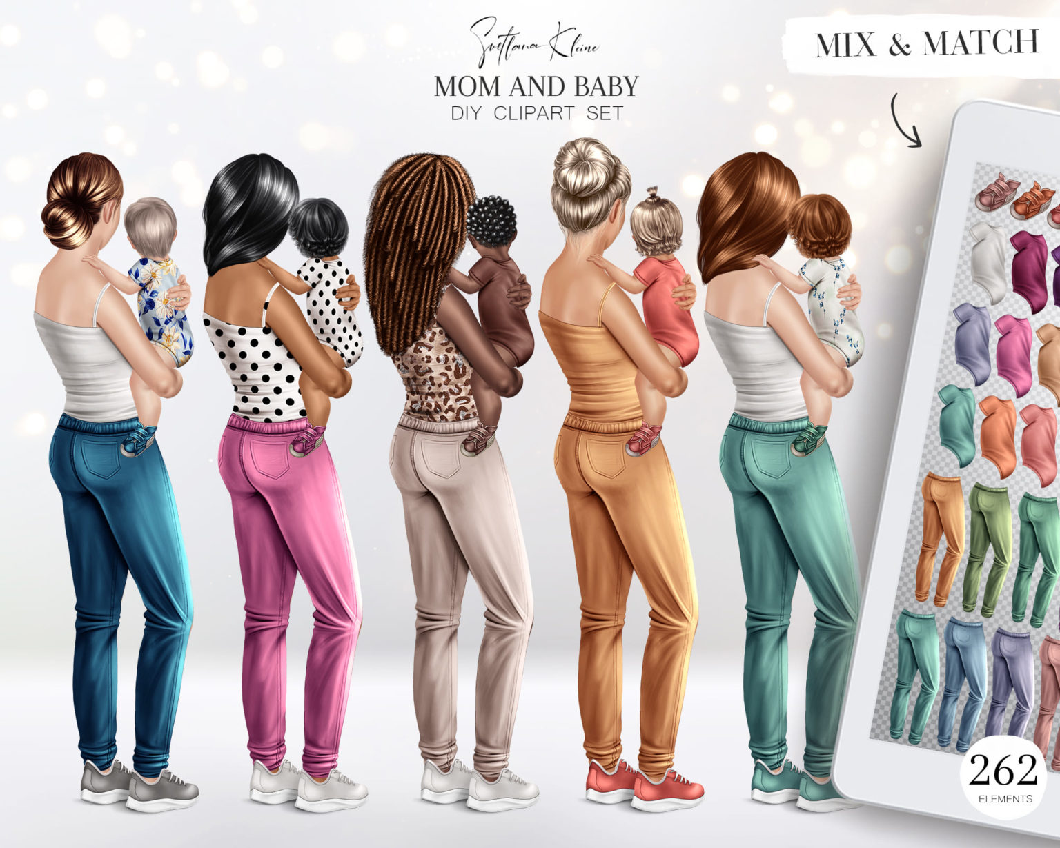 Mother Clipart, Mom and Baby Clip Art, Little Baby - Svetlana Kleine