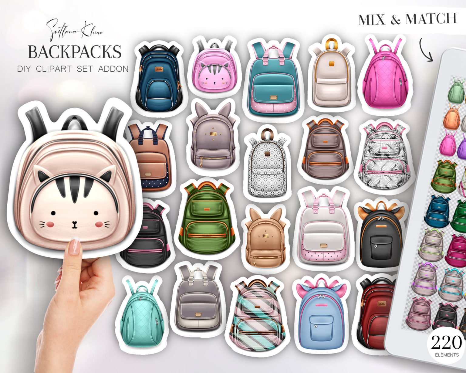 Backpacks Clip Art, Bags Clipart, Briefcases PNG, School - Svetlana Kleine