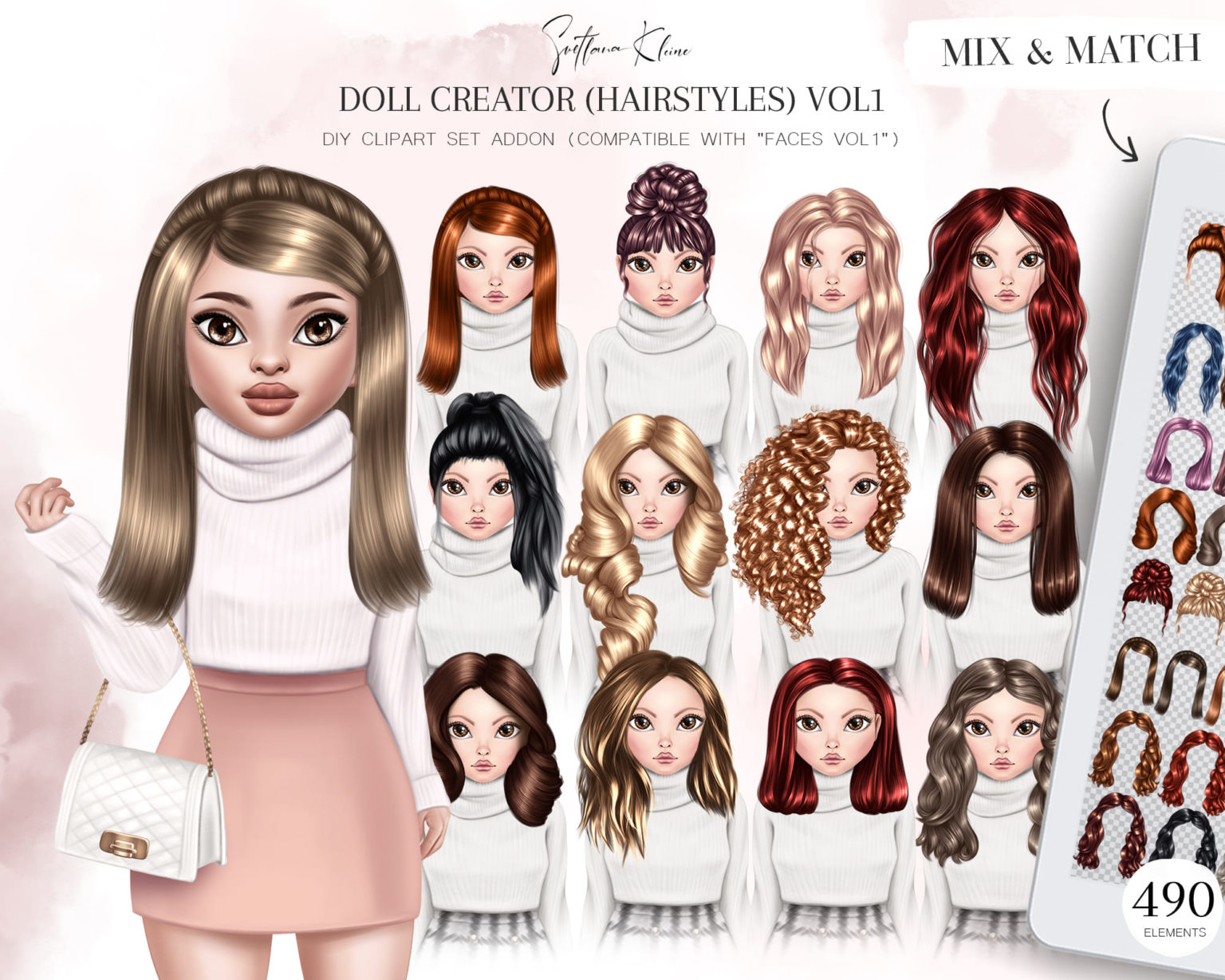 Face Clip Art, Custom Doll Faces Clip Art, Character Creator – Svetlana ...