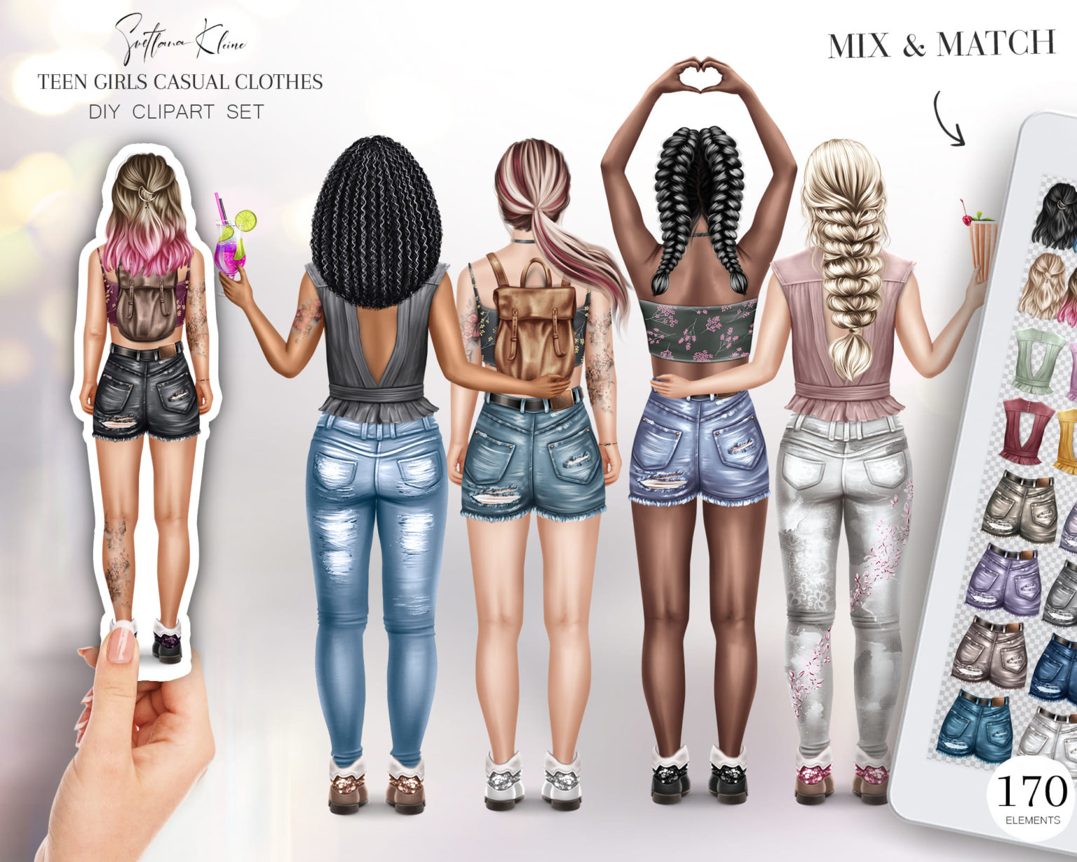 Teen Girls Clip Art, Casual Clothes Clipart, Teenagers PNG - Svetlana ...