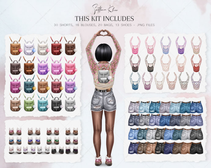 Teen Girls Clip Art, Summer Clothes Clipart, Teenagers PNG - Svetlana ...
