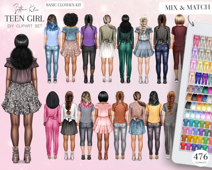 Teen Girl Creator, Teen Girl Custom Clipart, Clothes Kit - Svetlana Kleine