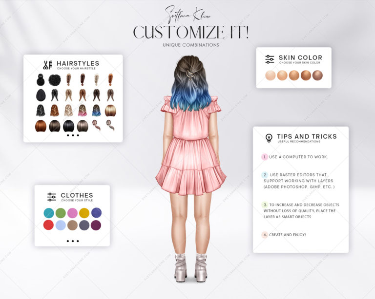 Teen Girl Creator, Teen Girl Custom Clipart, Clothes Kit - Svetlana Kleine
