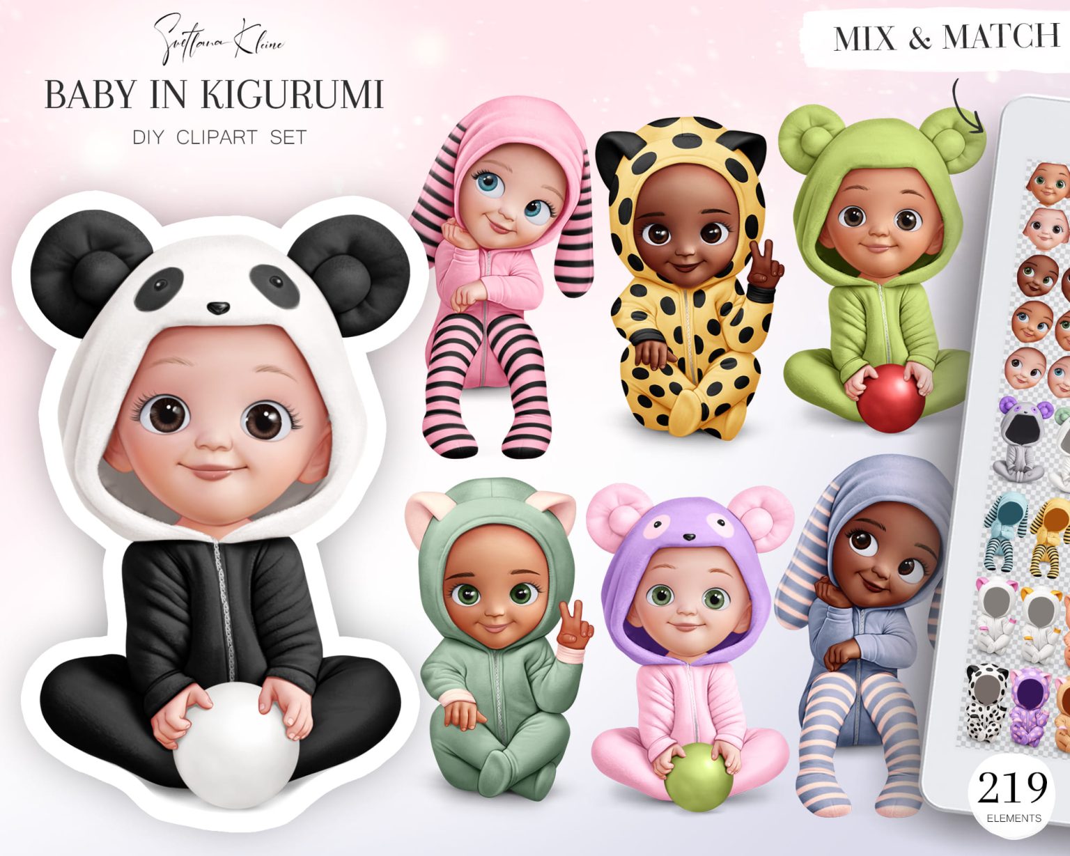 Baby in Kigurumi Clipart, Baby Creator, Custom Portrait - Svetlana Kleine