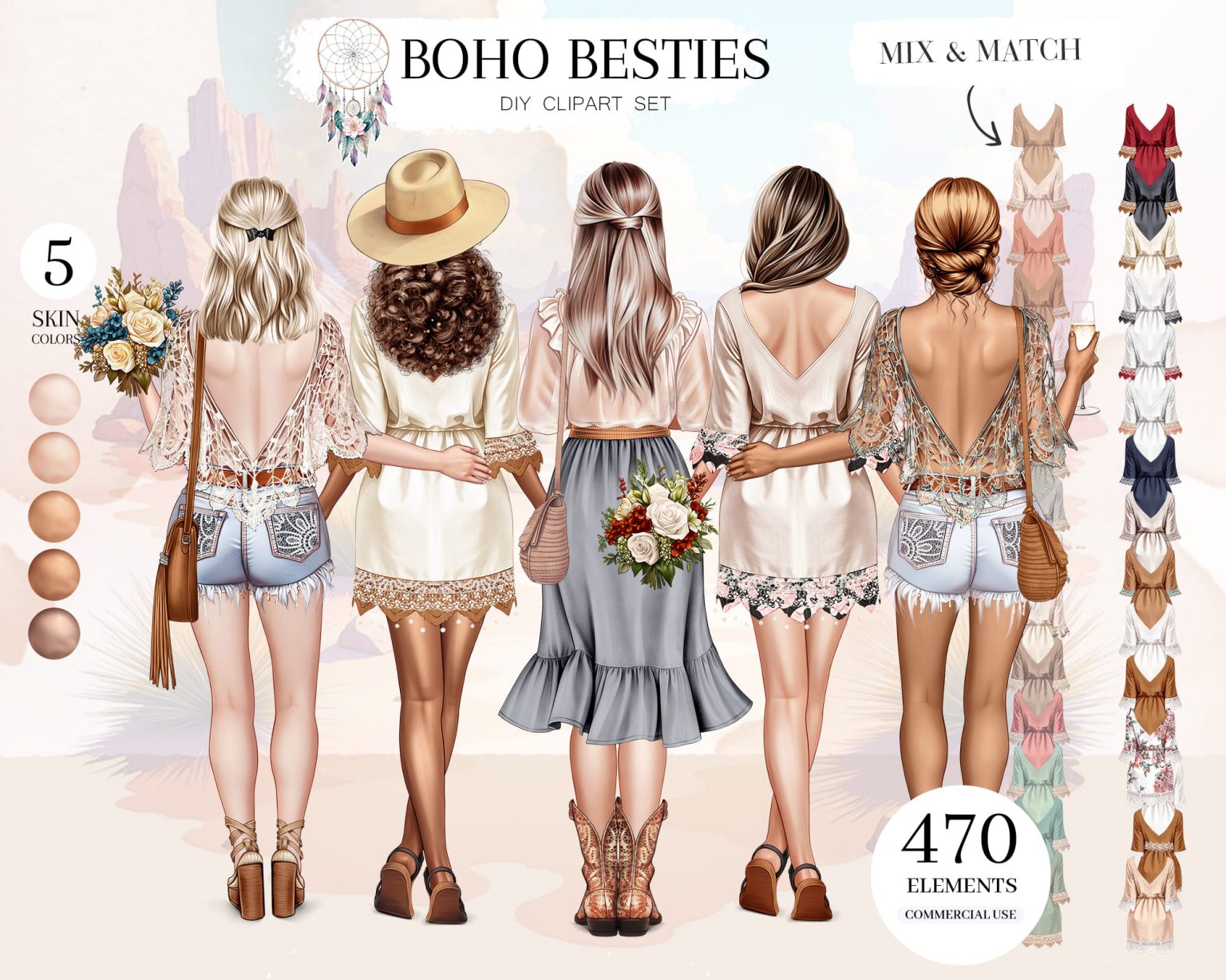 Boho Besties Clipart - Svetlana Kleine