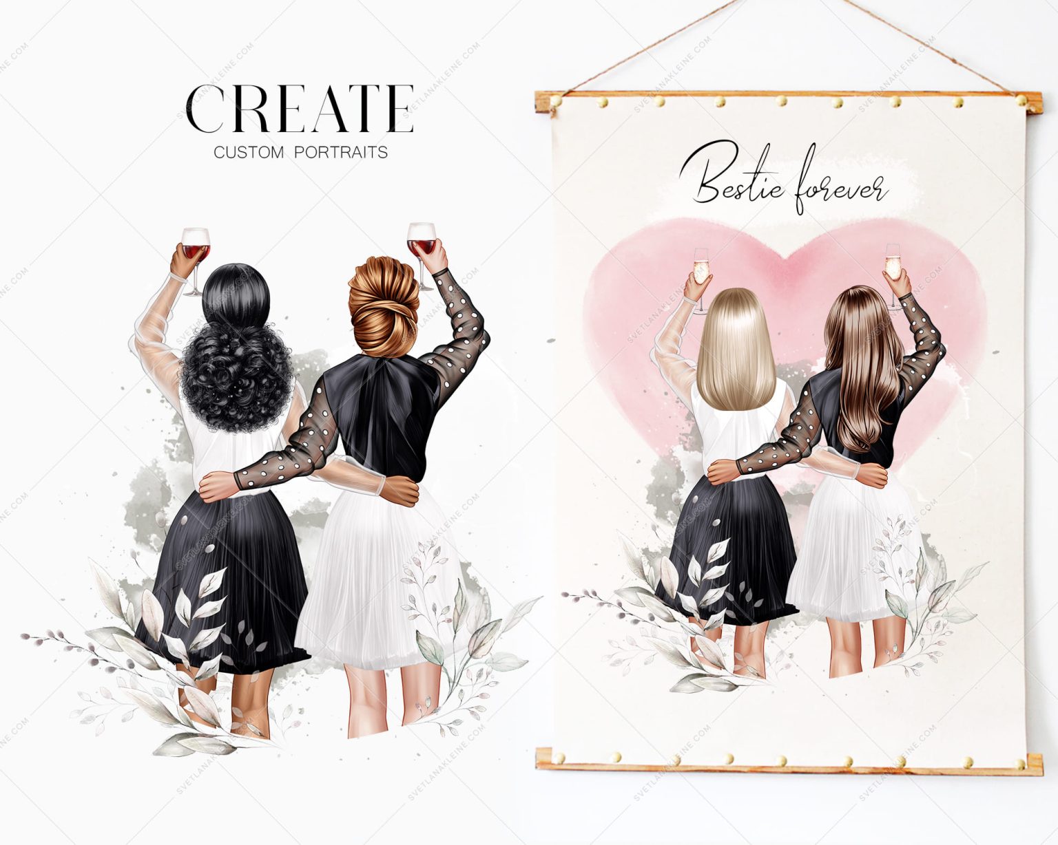 B&W Besties Clipart - Svetlana Kleine